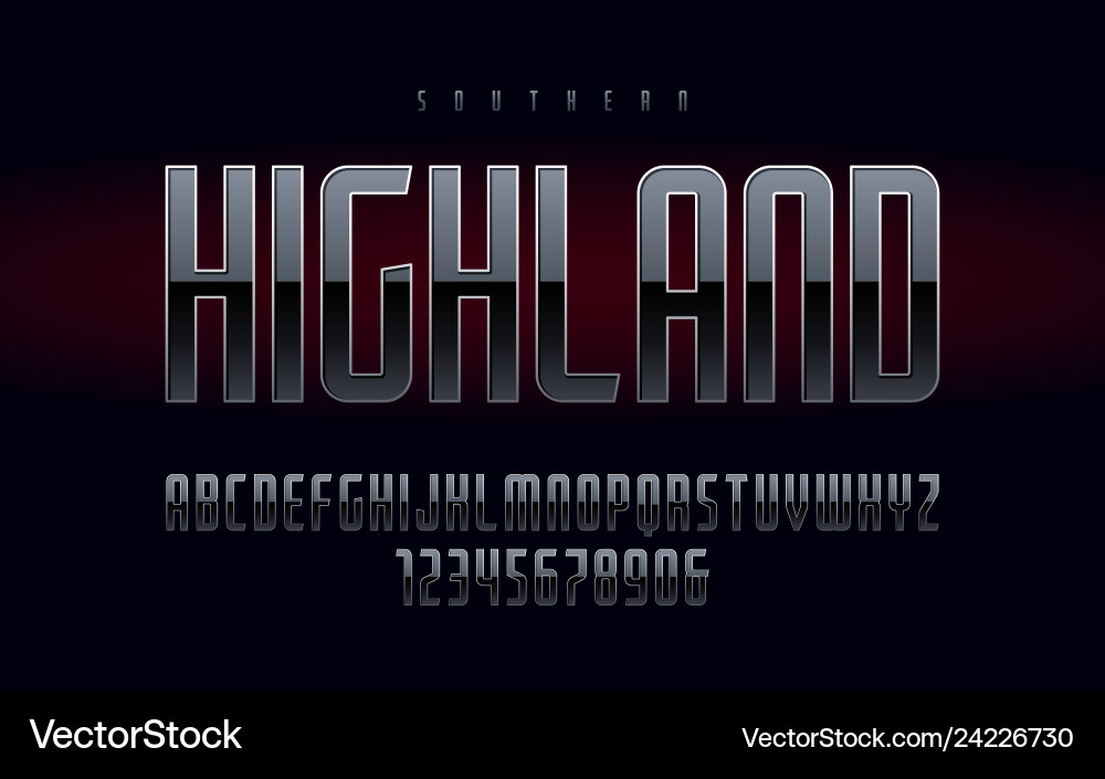 Retro style metal silver uppercase letters Vector Image