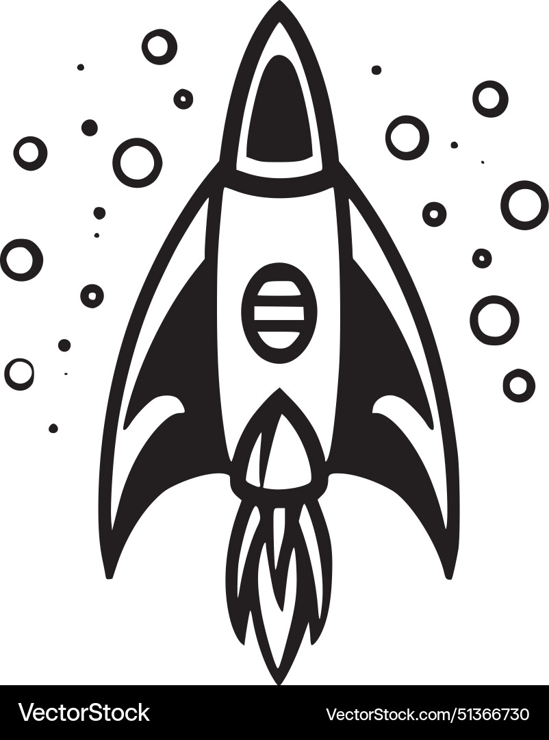 Rocket - black and white Royalty Free Vector Image