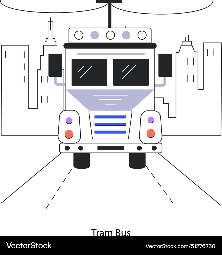 Tram bus Royalty Free Vector Image - VectorStock