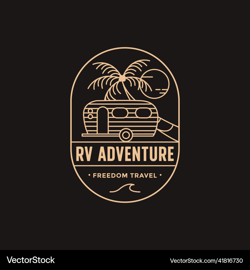 Vintage retro rv camper van logo icon template Vector Image