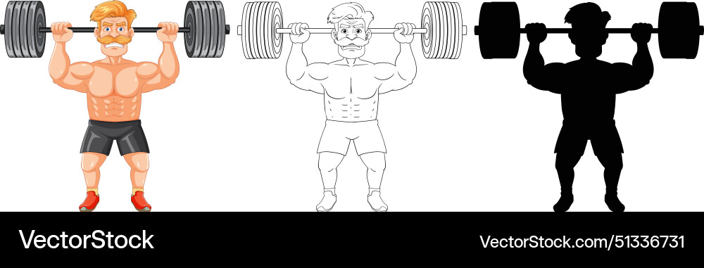A muscular man lifting weights Royalty Free Vector Image