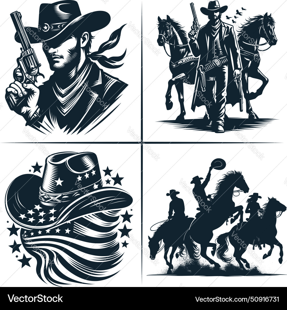 Cowboy and cowgirl bundle file Royalty Free Vector Image