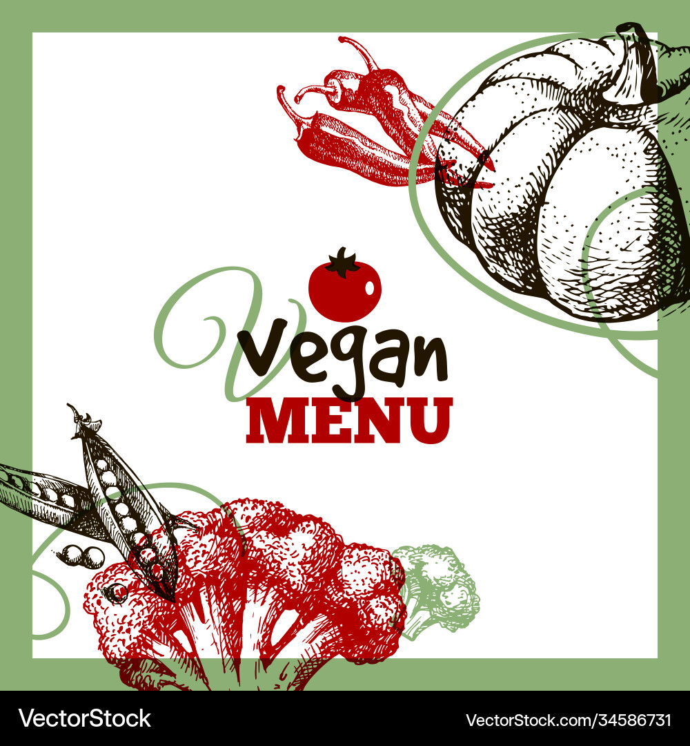 Eco food menu background hand drawn sketch Vector Image