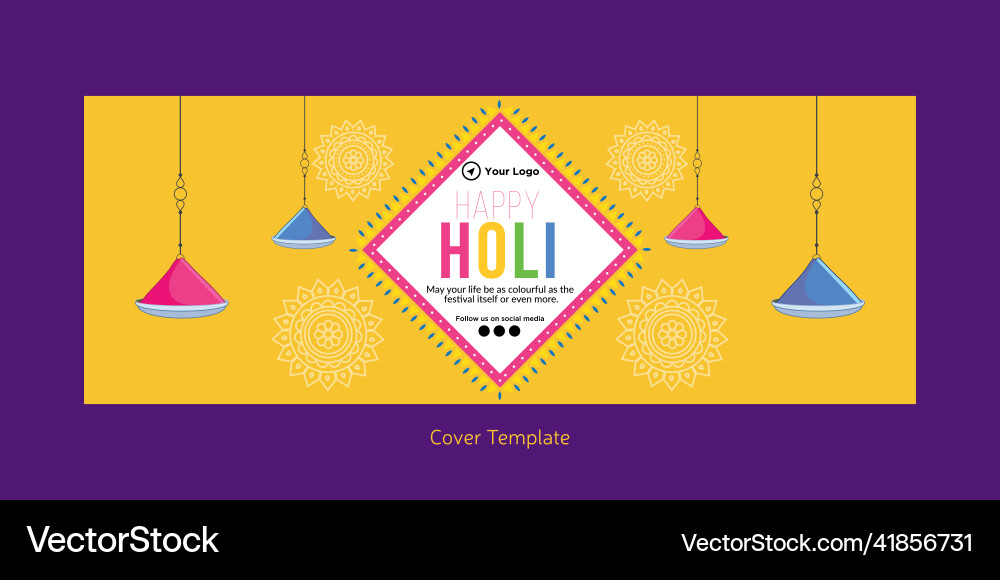 Happy holi cover page design Royalty Free Vector Image