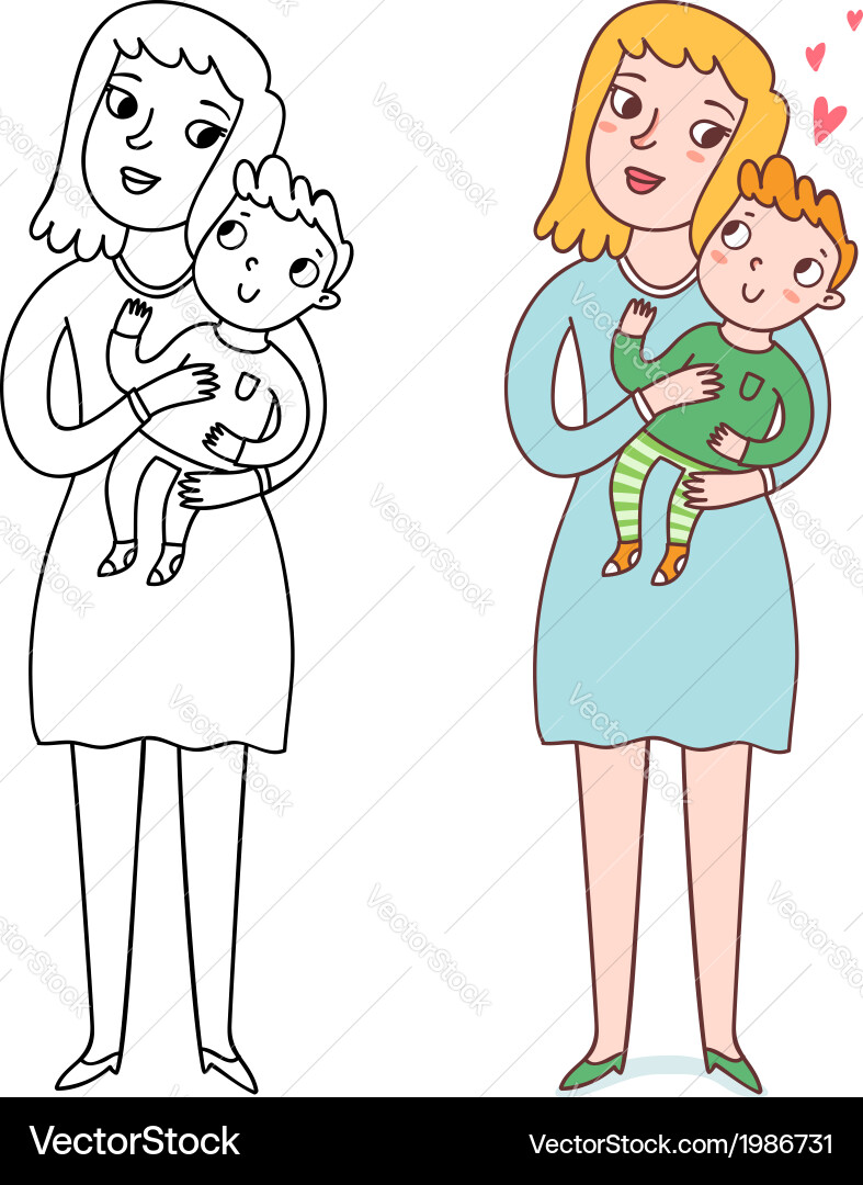 Mother and son Royalty Free Vector Image - VectorStock
