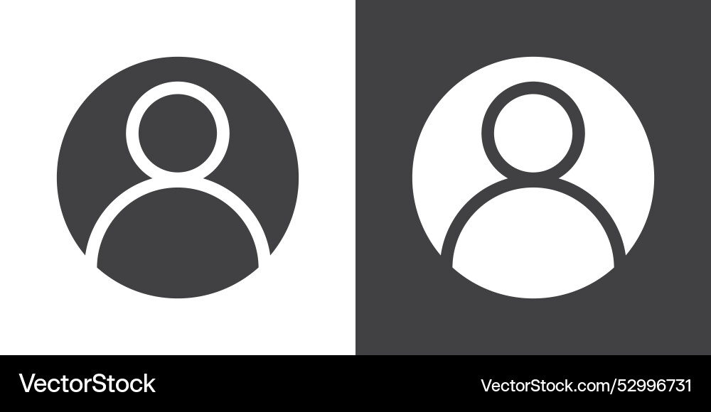Profile photo icon flat set in black and white Vector Image
