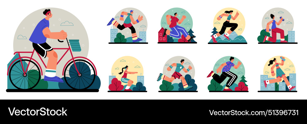 Run sport runner exercise marathon fit athlete Vector Image