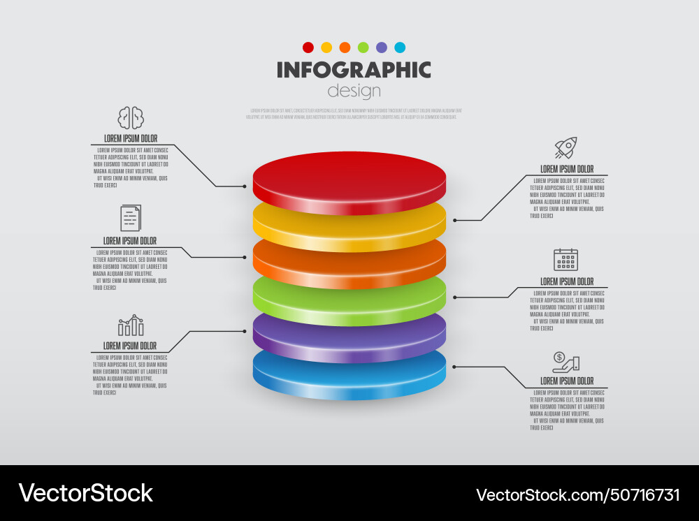 Stack of colorful circle infographic template Vector Image