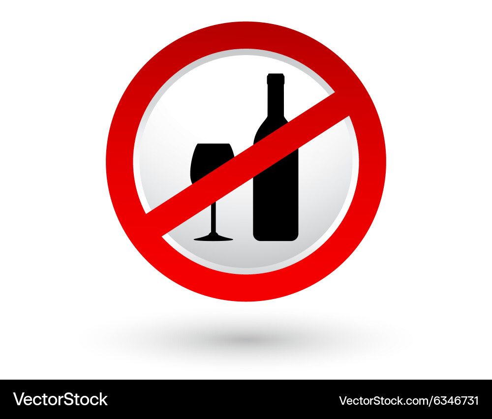 Stop alcohol sign with shadow Royalty Free Vector Image