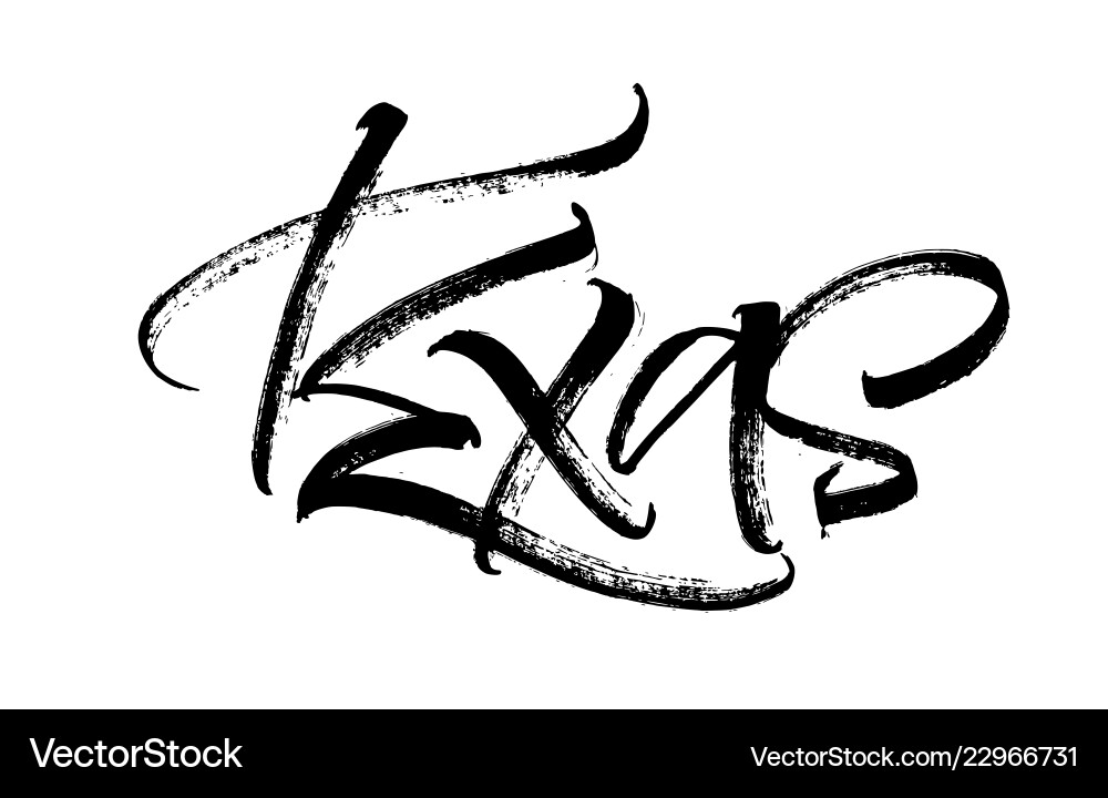 Texas modern calligraphy hand lettering Royalty Free Vector