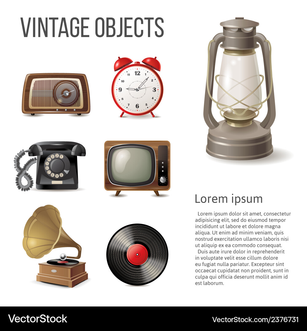 Vintage objects Royalty Free Vector Image - VectorStock