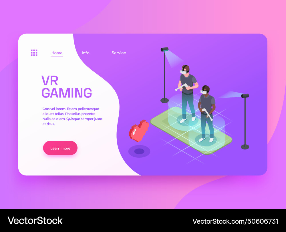 Virtual reality landing page Royalty Free Vector Image