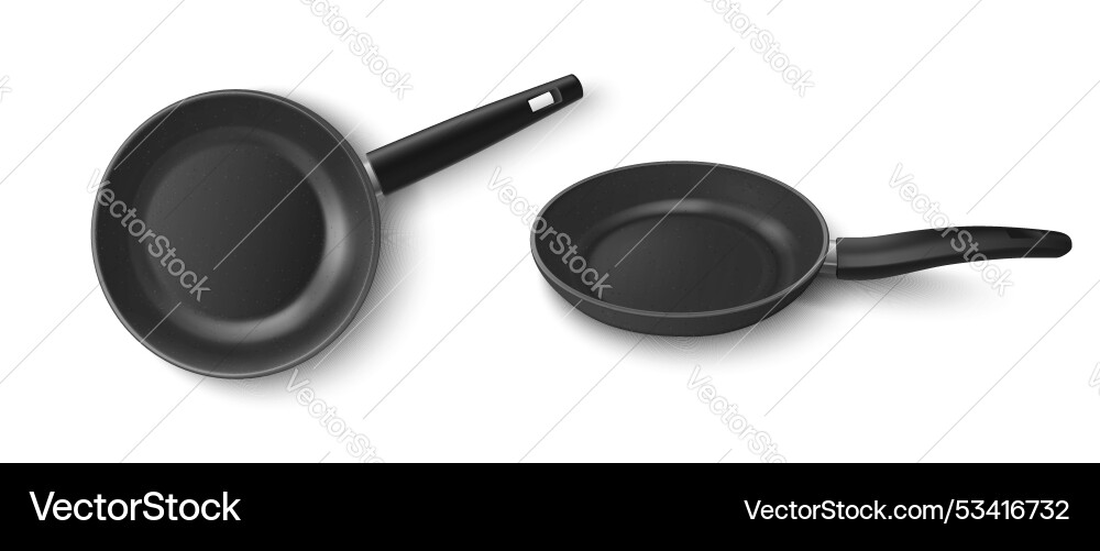 3d frying pan set isolated on white background Vector Image