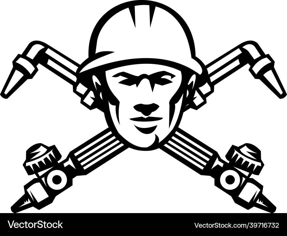 Crossed oxygen-acetylene welding torch welder Vector Image