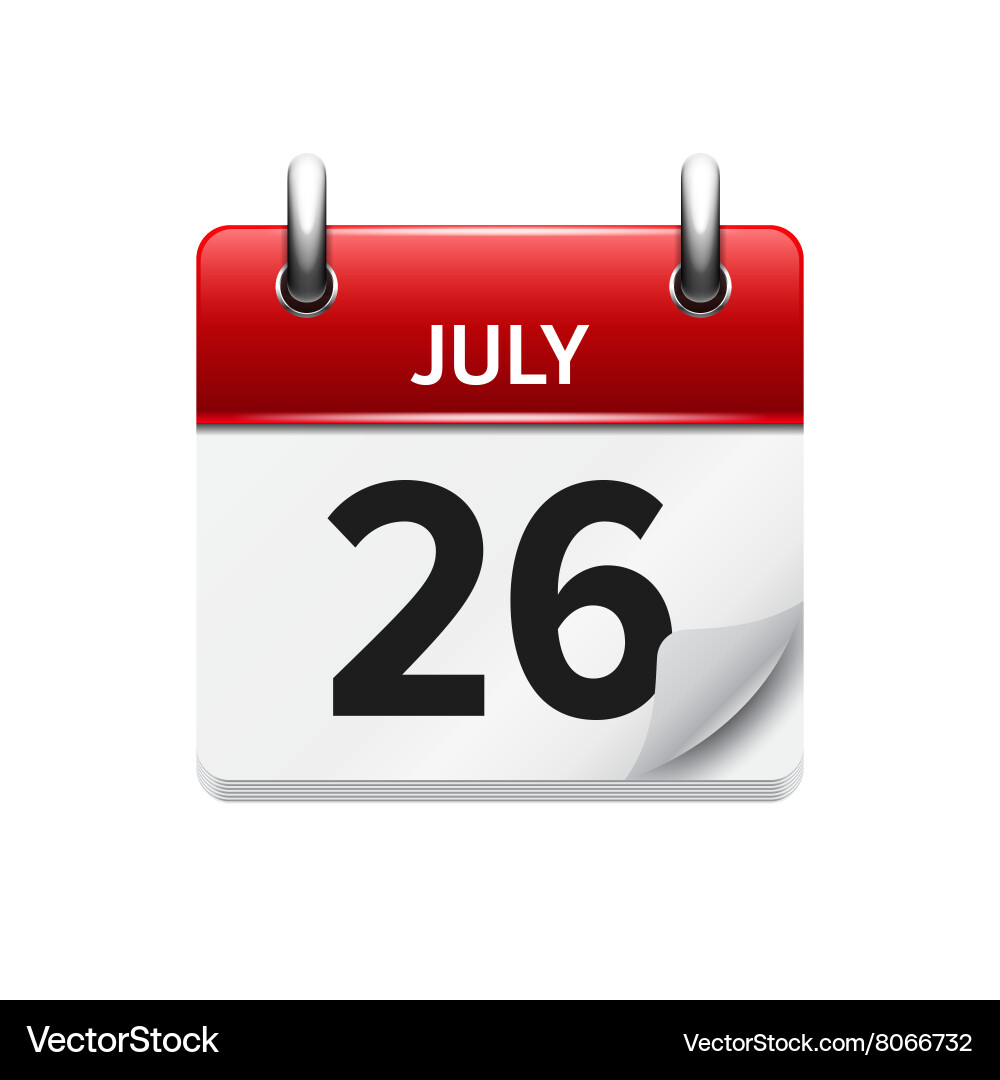 July 26 flat daily calendar icon date Royalty Free Vector
