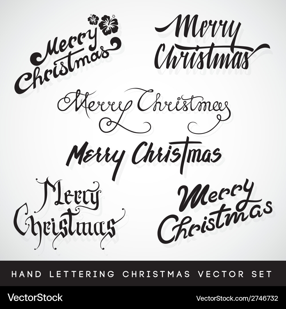 Merry christmas hand lettering set Royalty Free Vector Image