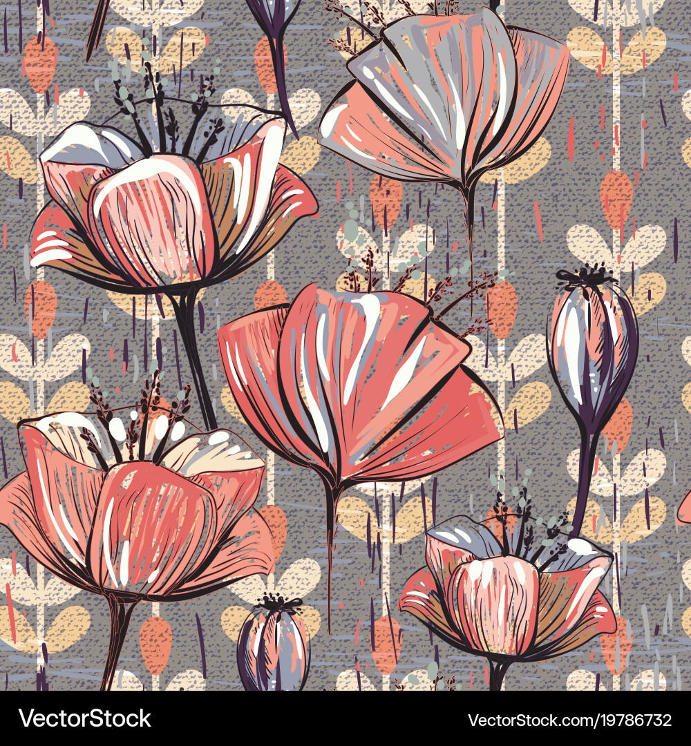 Pattern with decorative flowers Royalty Free Vector Image