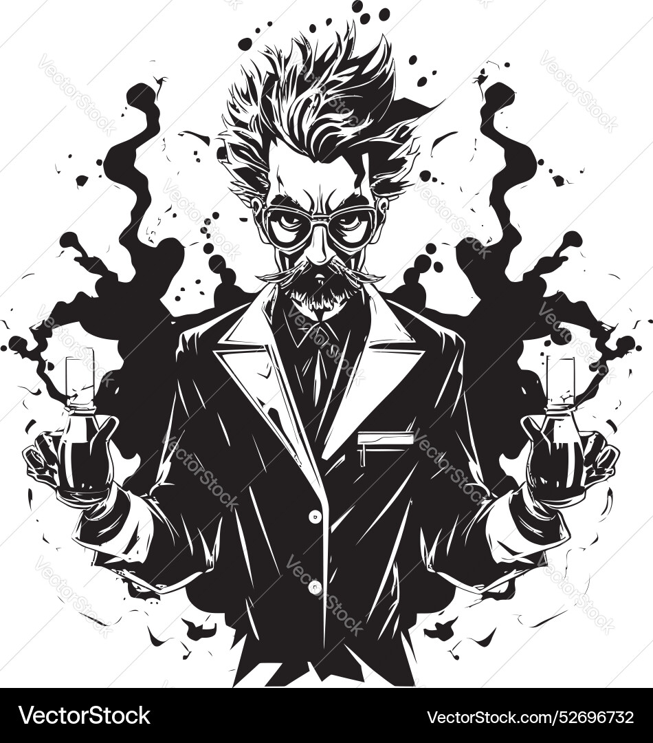 Potion perfection mad scientist logo symbol Vector Image