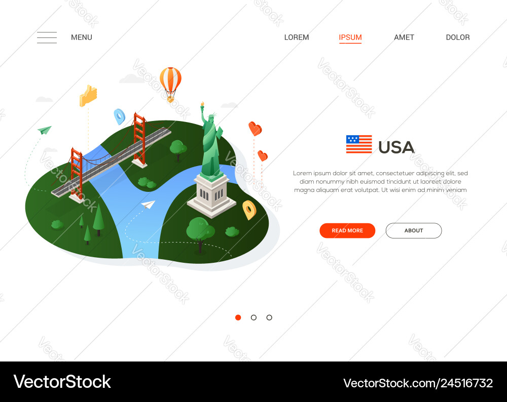 Visit the usa - modern colorful isometric web Vector Image