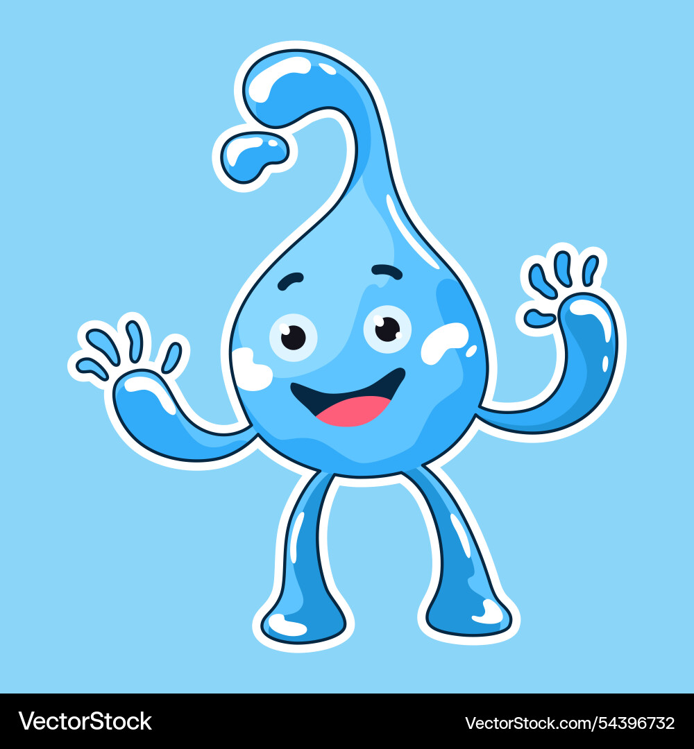 Water drop cartoon character face emotion Vector Image