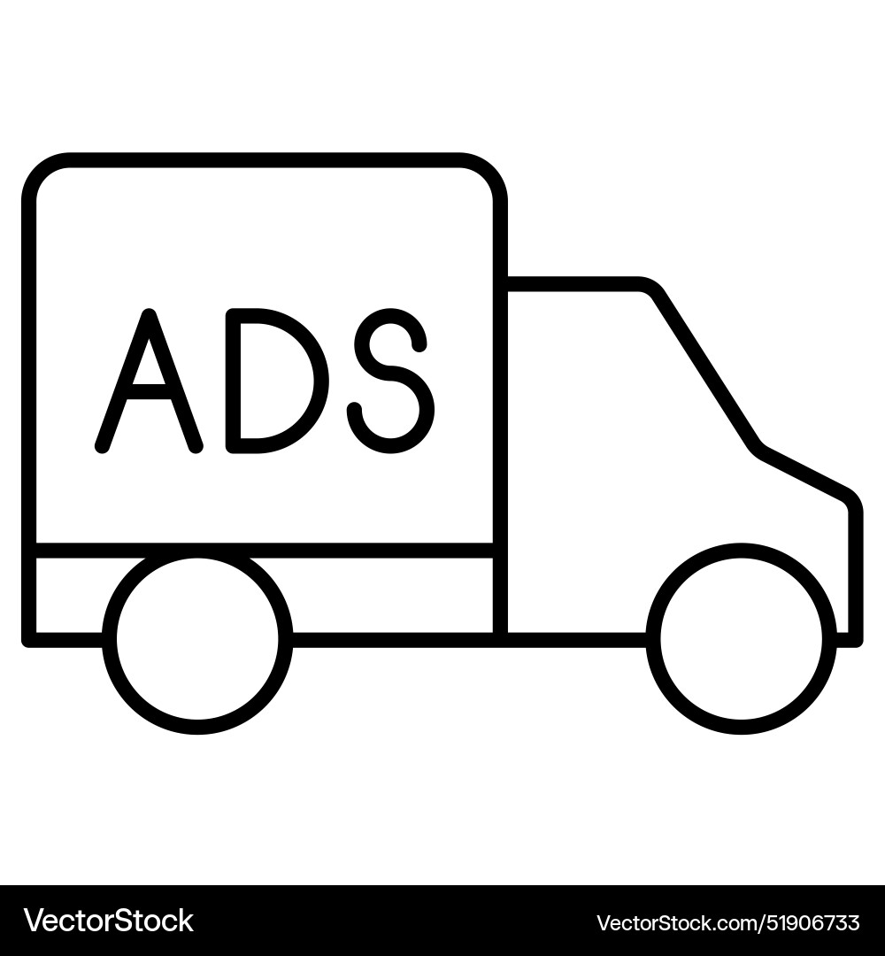 Advertising on truck icon in thin line style Vector Image