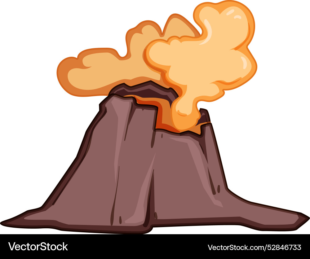 Ash volcano eruption cartoon Royalty Free Vector Image