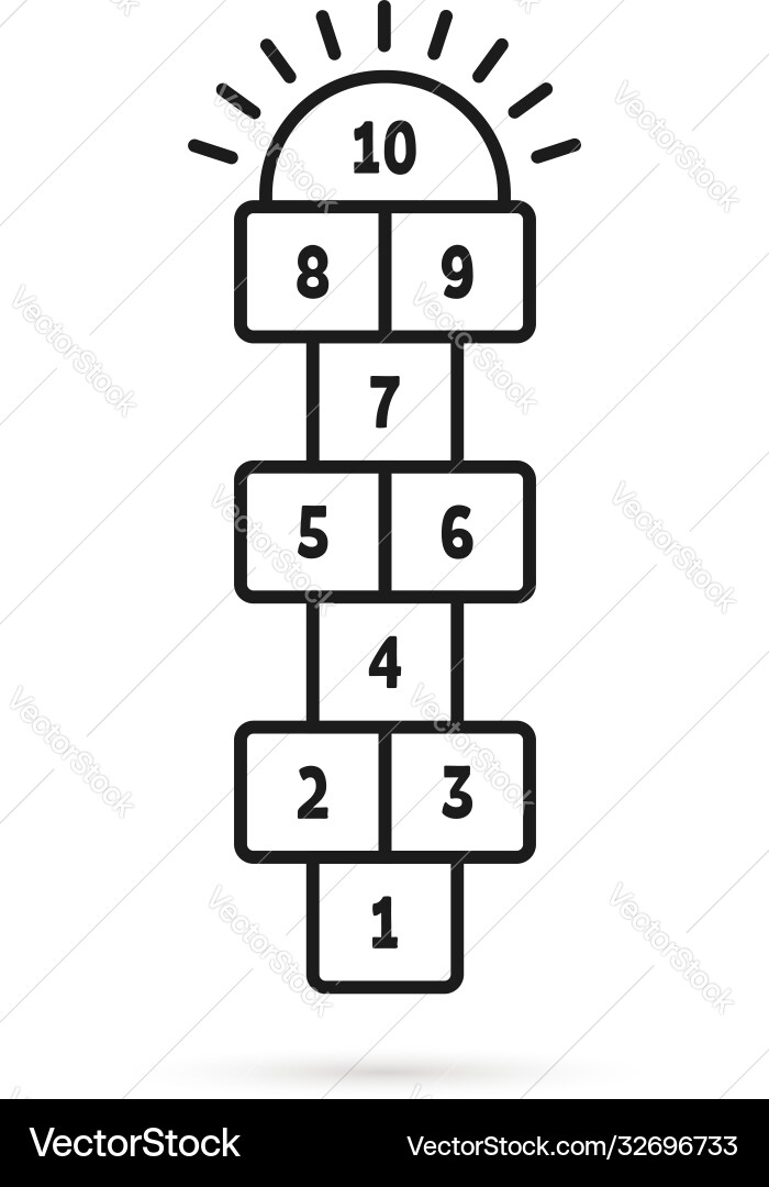 Black thin line hopscotch icon Royalty Free Vector Image