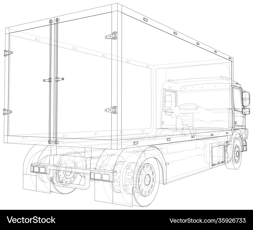 Cargo van wire-frame truck freight wire Royalty Free Vector