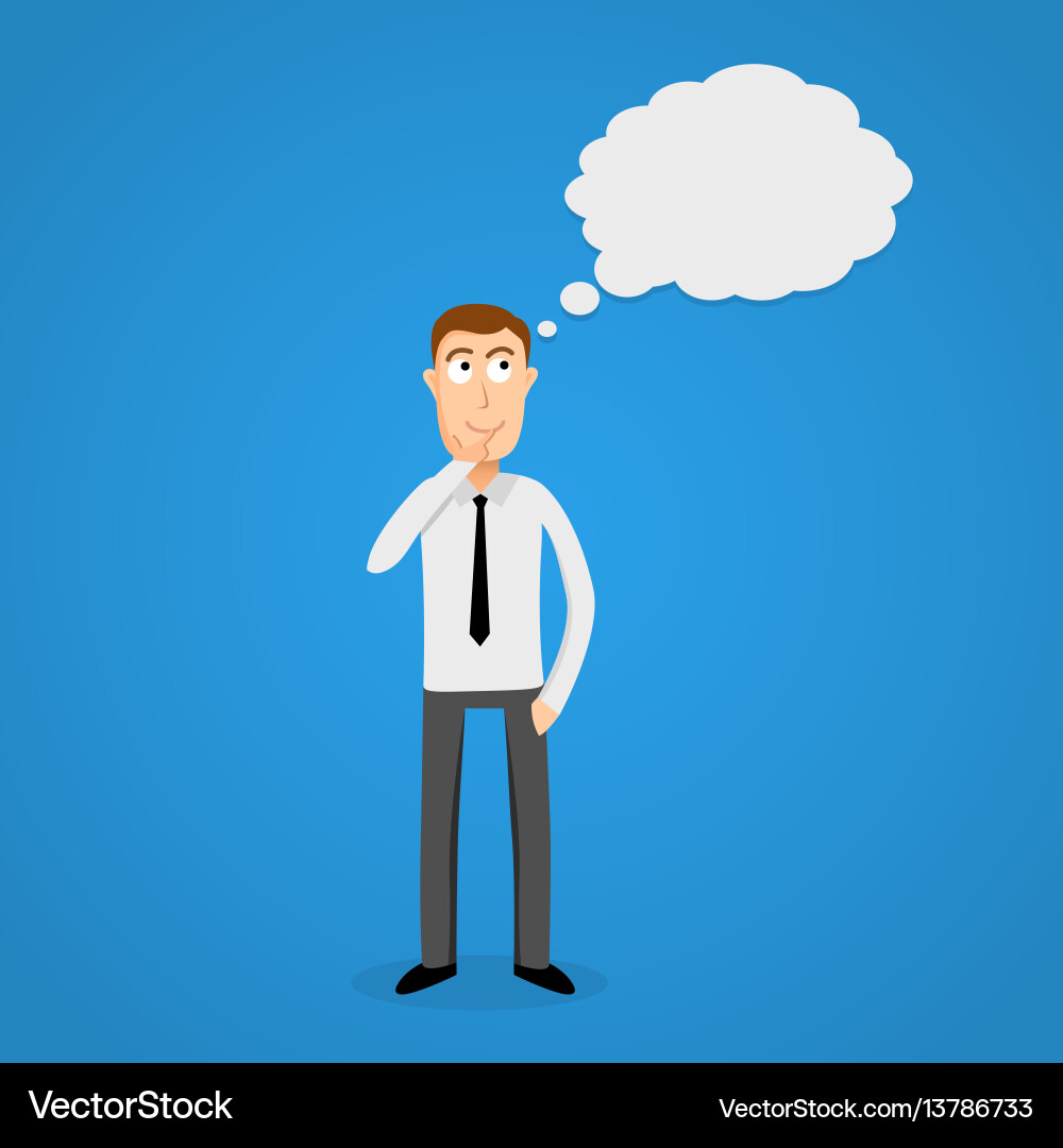 Cartoon Businessman with Thinking Cloud Royalty Free Vector