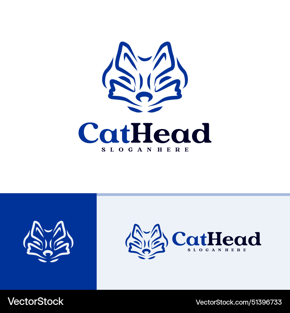 Cat logo template creative head design Royalty Free Vector