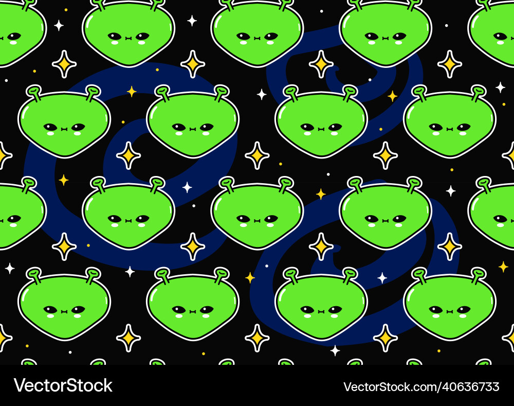 Cute funny happy alien smile face in cosmos Vector Image