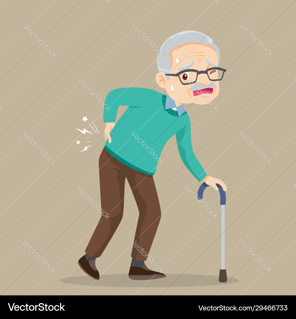 Elderly man suffering from back pain Royalty Free Vector