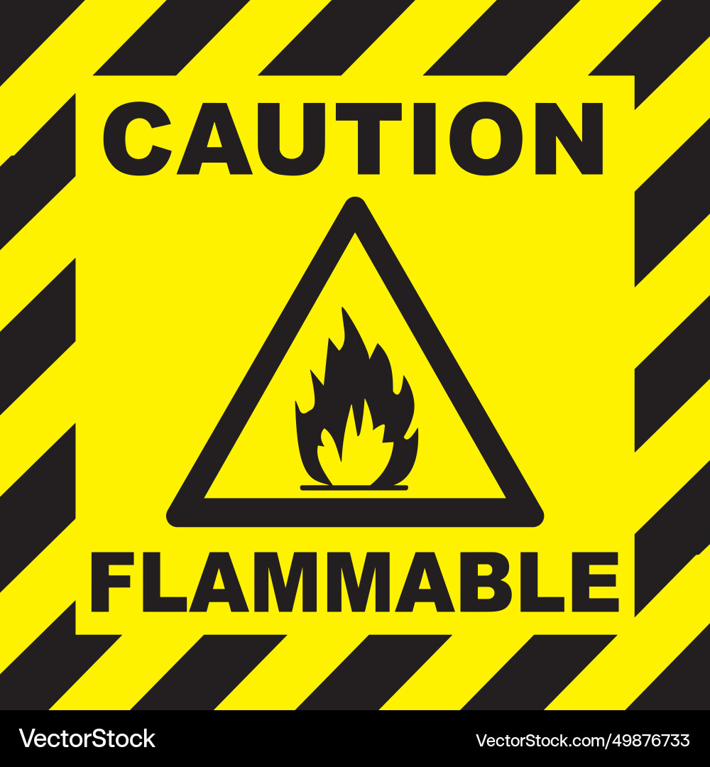 Highly flammable sign warning Royalty Free Vector Image