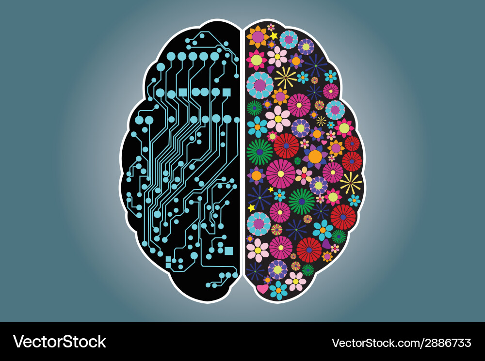 Left and right side of the brain logic Royalty Free Vector