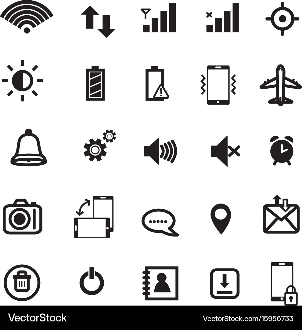 Mobile phone notification icons Royalty Free Vector Image