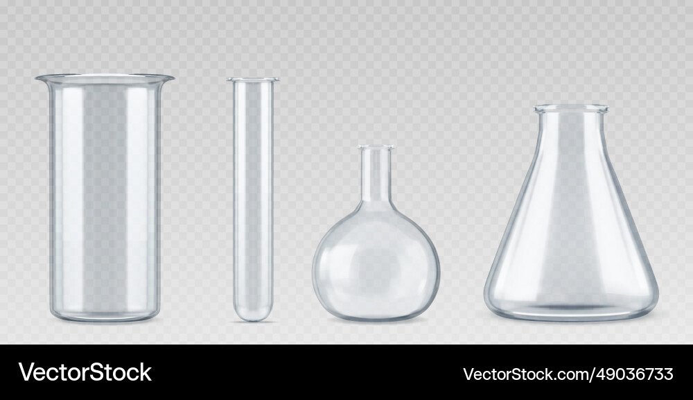 Realistic lab glassware set Royalty Free Vector Image
