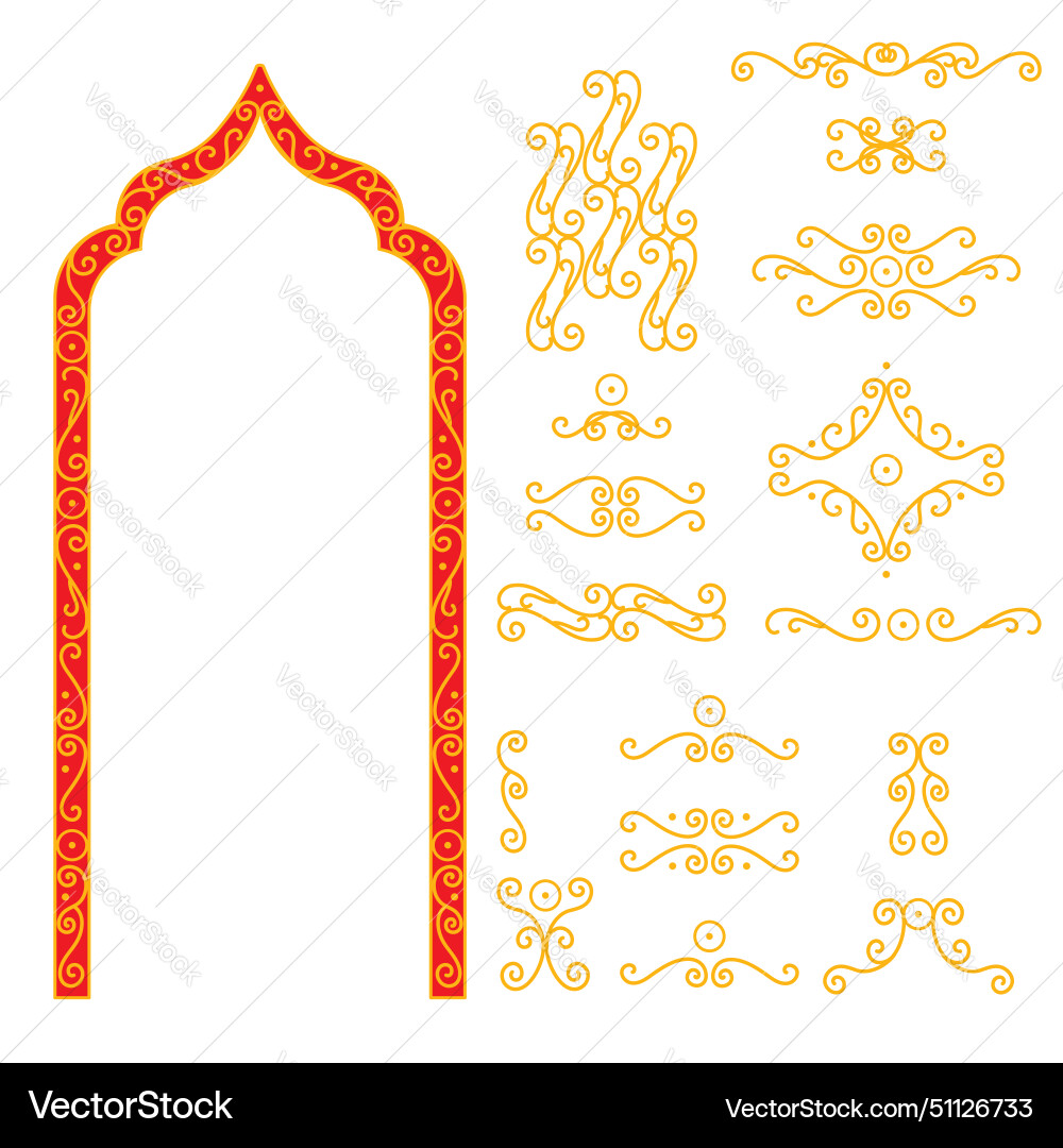 Set of design elements and shapes with arch Vector Image