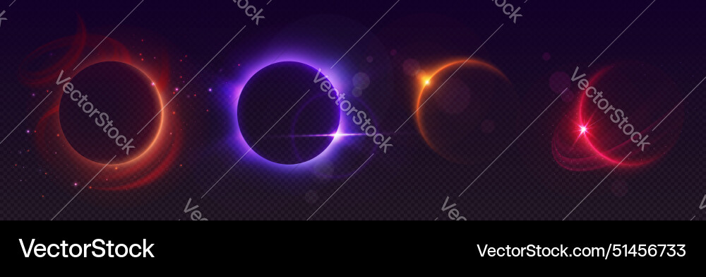 Solar eclipse light ring moon flare glow in space Vector Image