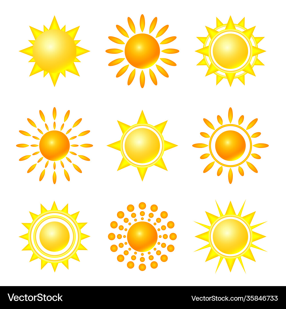 Sun icon set Royalty Free Vector Image - VectorStock