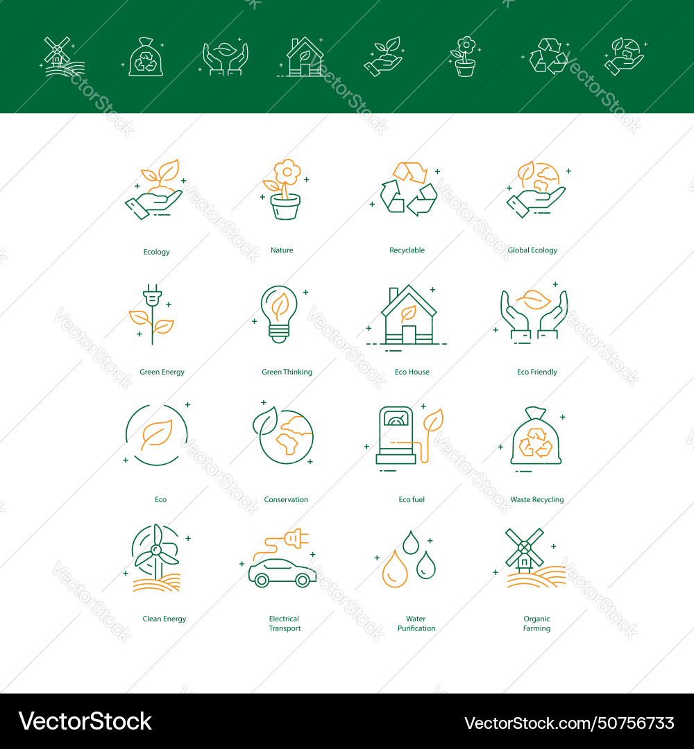 Sustainable living icons promoting Royalty Free Vector Image
