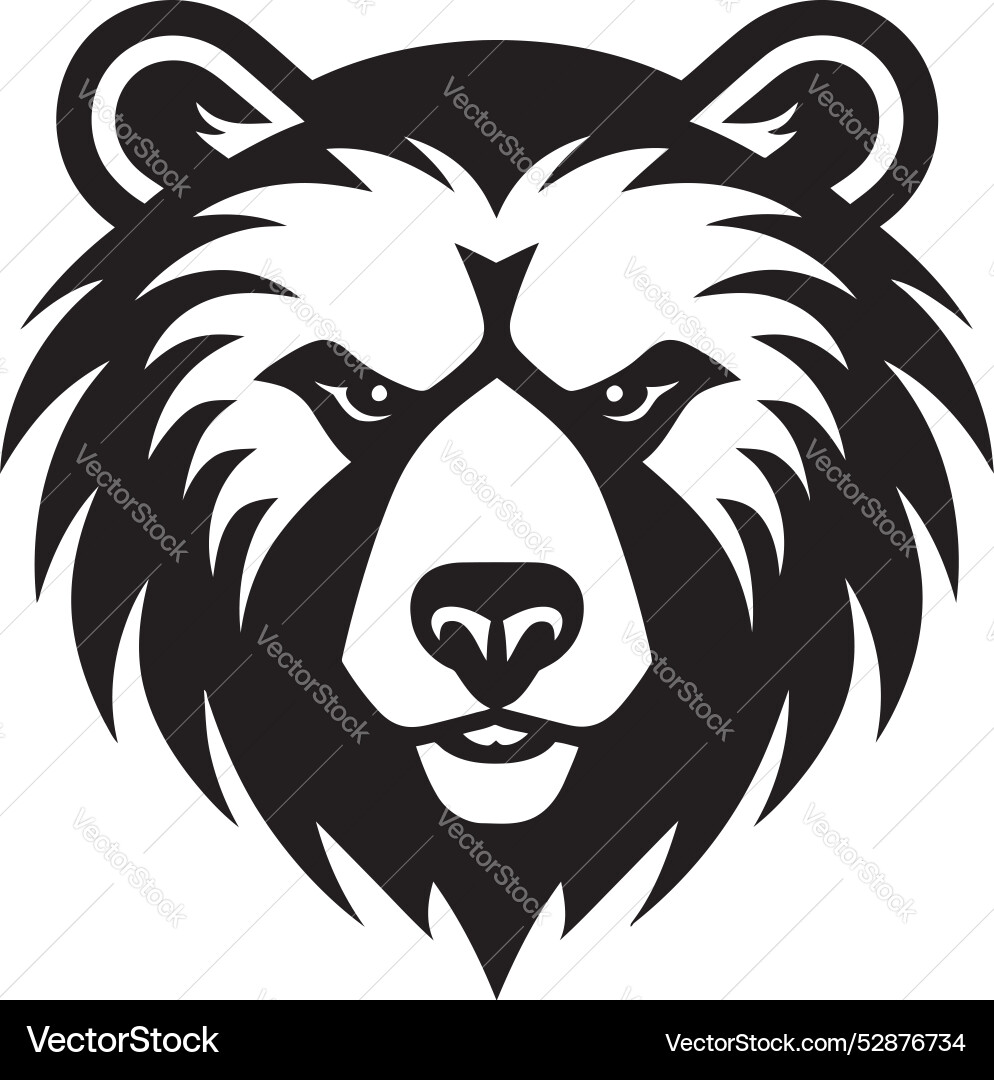 Bear head emblem bear crowned badge Royalty Free Vector
