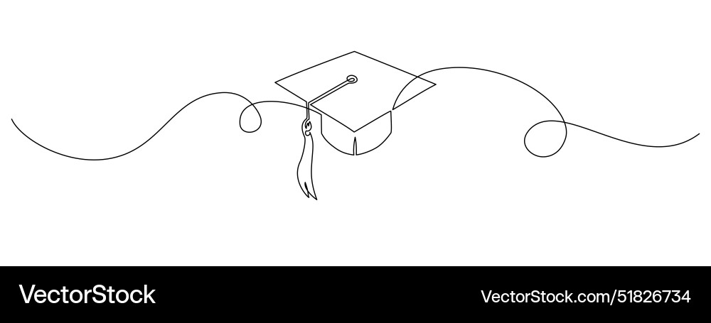 Continuous Line Graduation Cap Royalty Free Vector Image