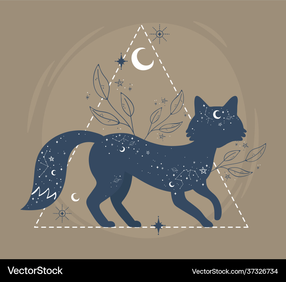 Fox esoteric astrology Royalty Free Vector Image
