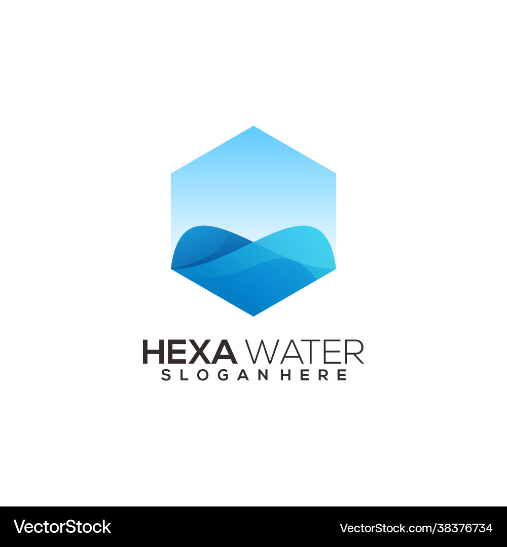 Hexagon water logo colorful abstract gradient Vector Image