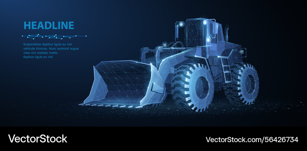 Loader abstract 3d wheel heavy poligonal Vector Image