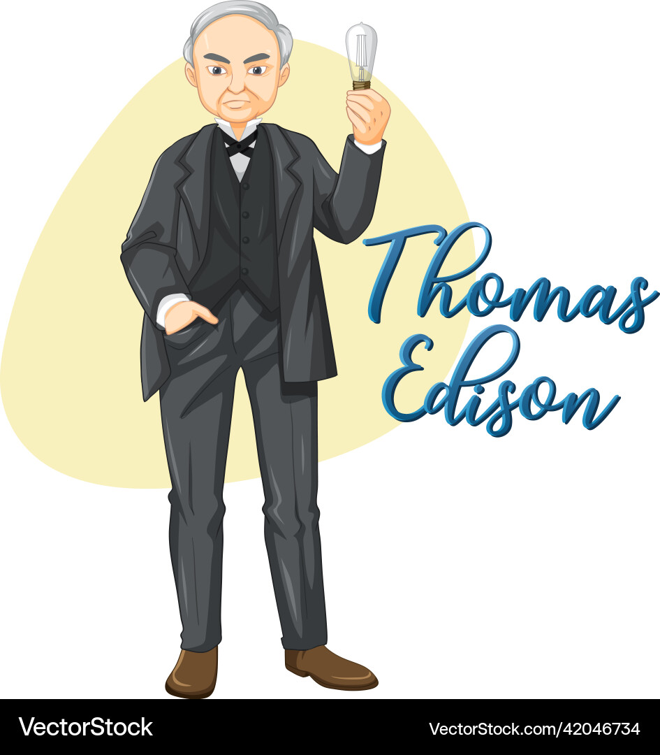 Thomas edison cartoon character Royalty Free Vector Image