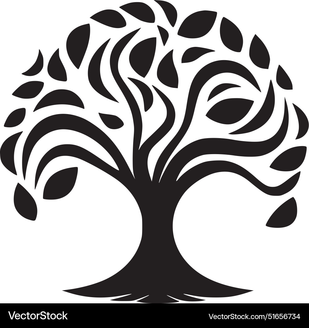 Tree - black and white Royalty Free Vector Image