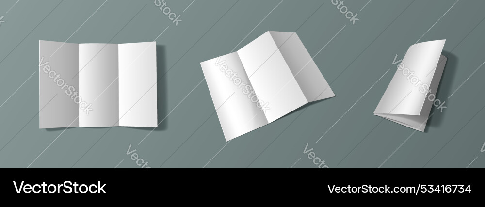 Tri fold white empty leaflet mockup Royalty Free Vector