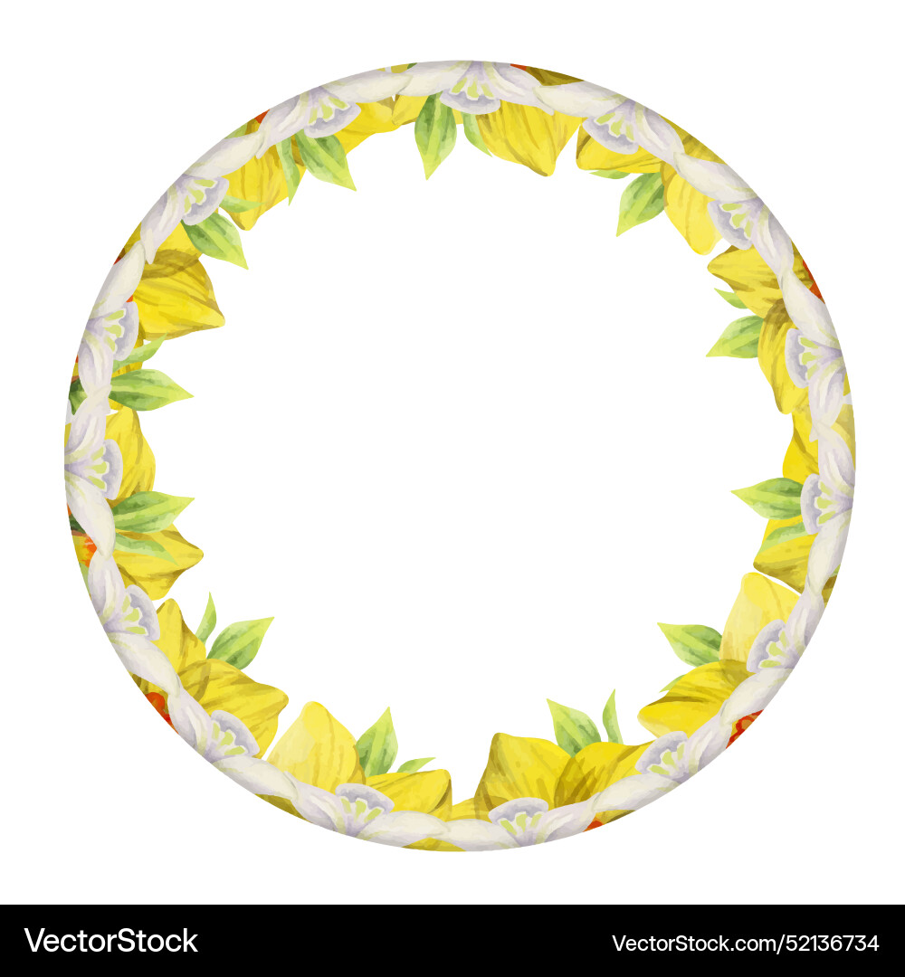 Watercolor hand drawn circle wreath with spring Vector Image