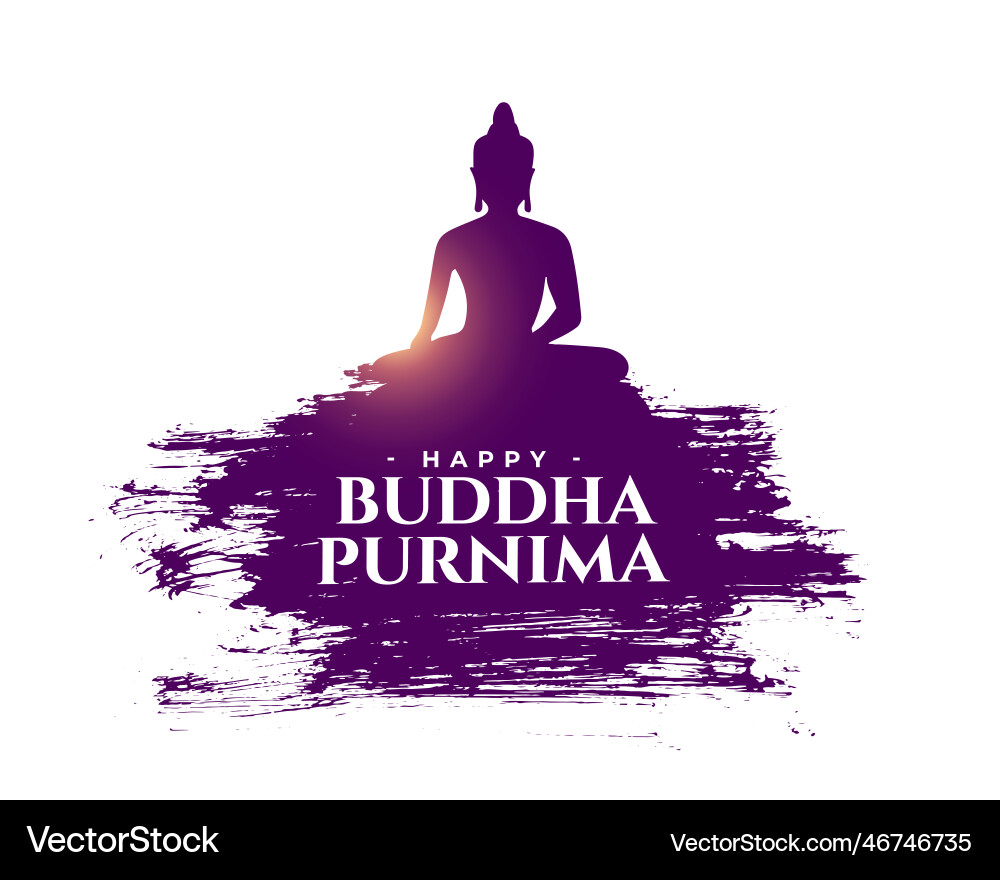 Brush stroke style buddha purnima devotional Vector Image